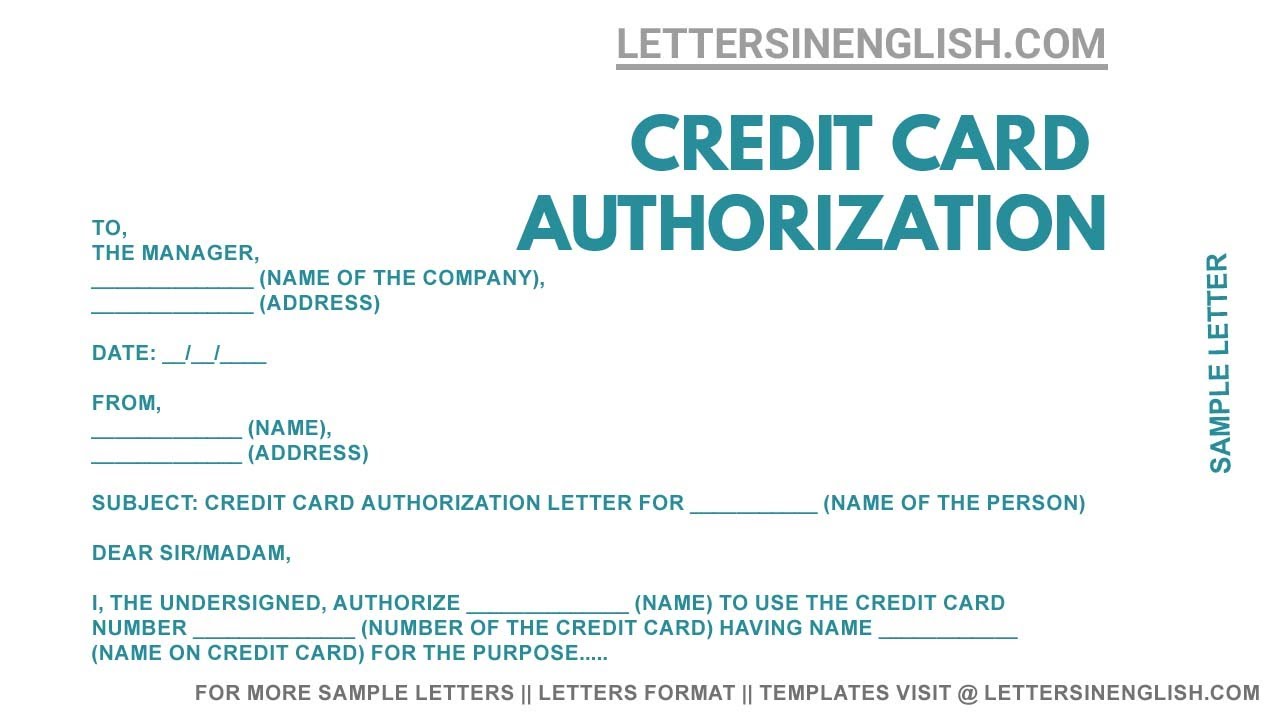 Authorization Letter For Credit Card Payment For Air Ticket