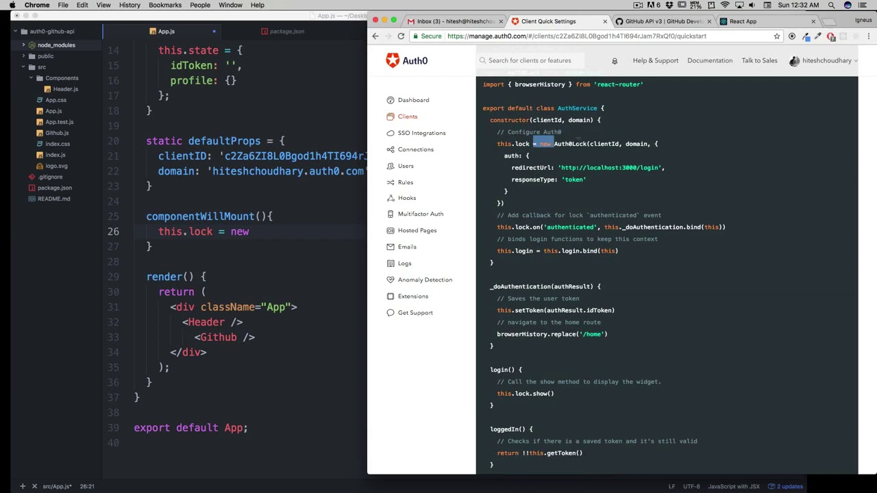Github Searcher showing login and signup pop-ups Reactjs ES6 #47