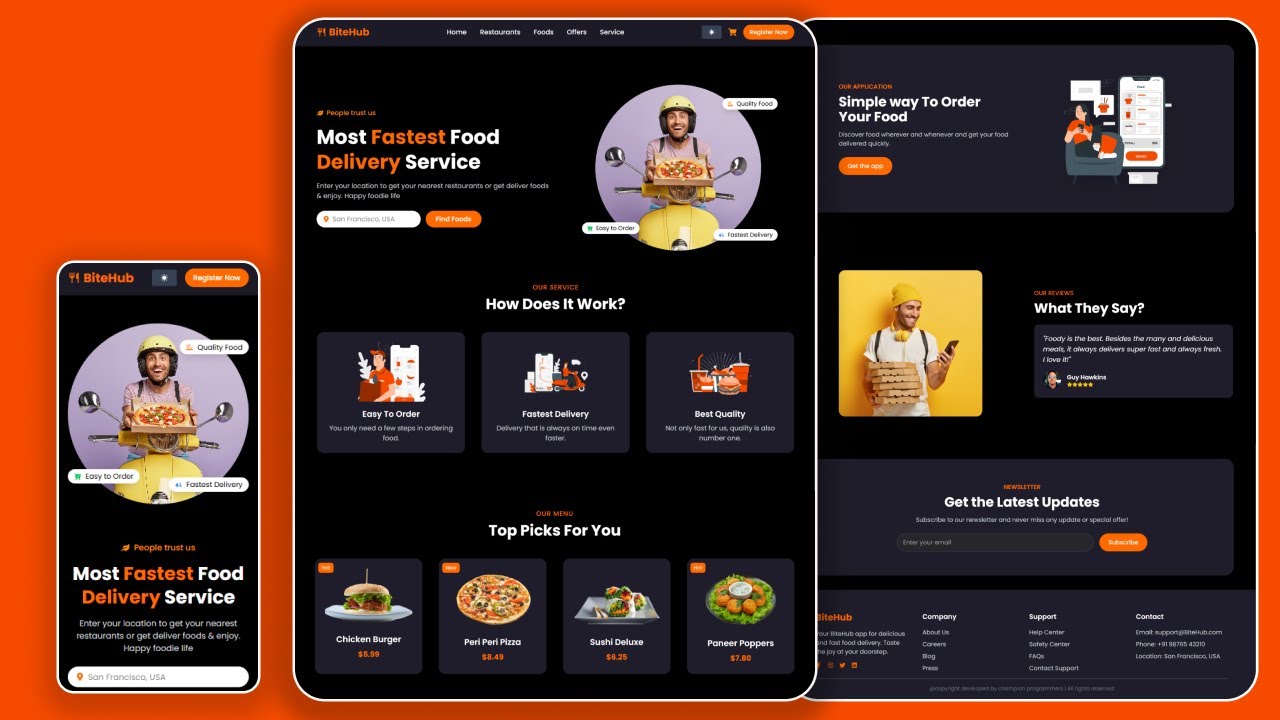 Create Responsive Food Delivery Website Using React JS And Tailwind CSS #webdesign #webdevelopment