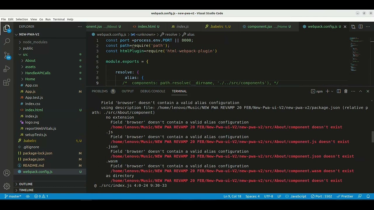 Module not found: Error Can't resolve './About/component' in Field 'browser dn't contain valid alias