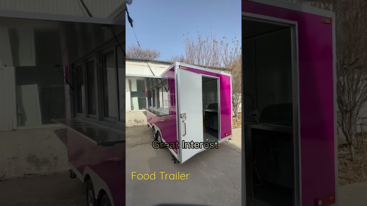 The food trailer is in delivery. Customized with fully equipped mobile food truck trailer