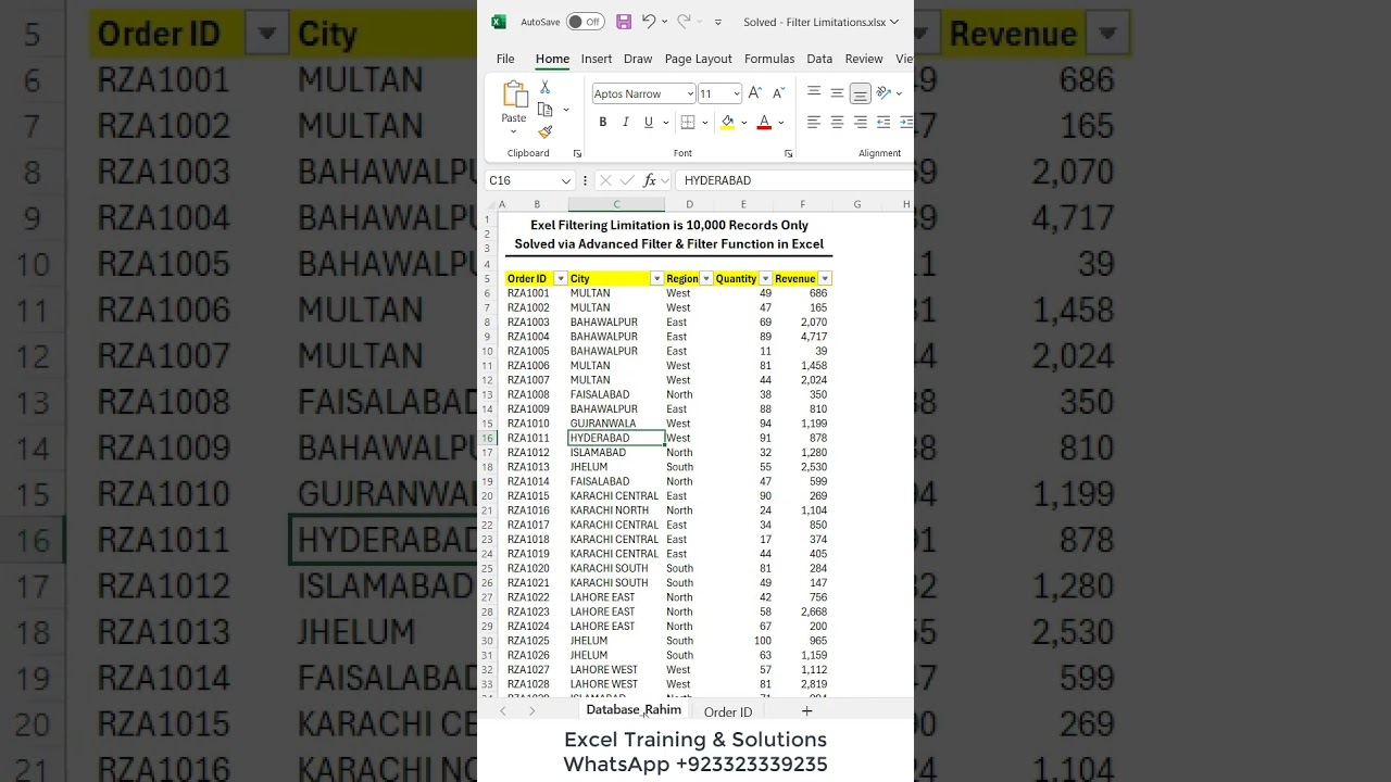 Filtering Limitation is 10,000 Records Only | Solved Advanced Filter Feature in Data Tab in Excel