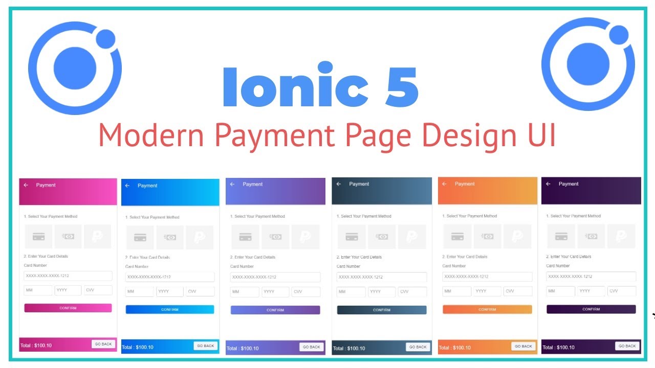 Ionic 5 Angular 12 : Modern UI Payment Page