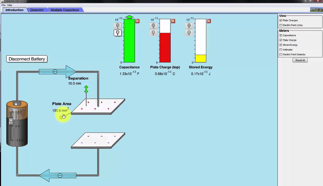 PHET Simulation:  Introduction to Capacitors