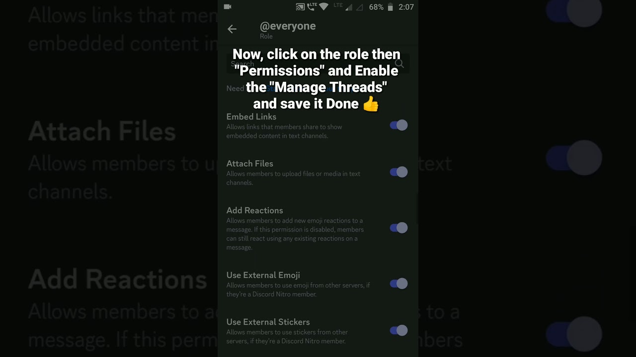 How to Enable Manage Threads permission in a role in Discord Mobile #roduz #discord #permission #how