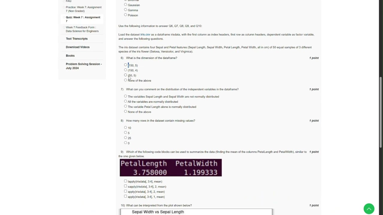 NPTEL Data Science for Engineers Week 7 Assignment Solution August 2024  IIT Madras