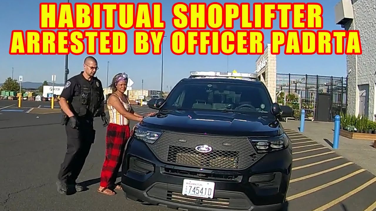 Bodycam Footage - Habitual Homeless Shoplifter is Arrested by Pullman Officer Padrta