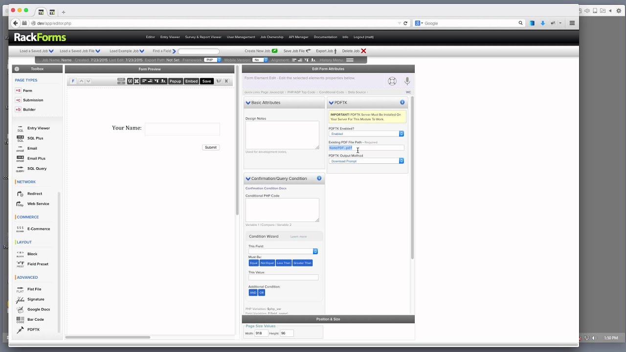 RackForms PDFTK Workflow