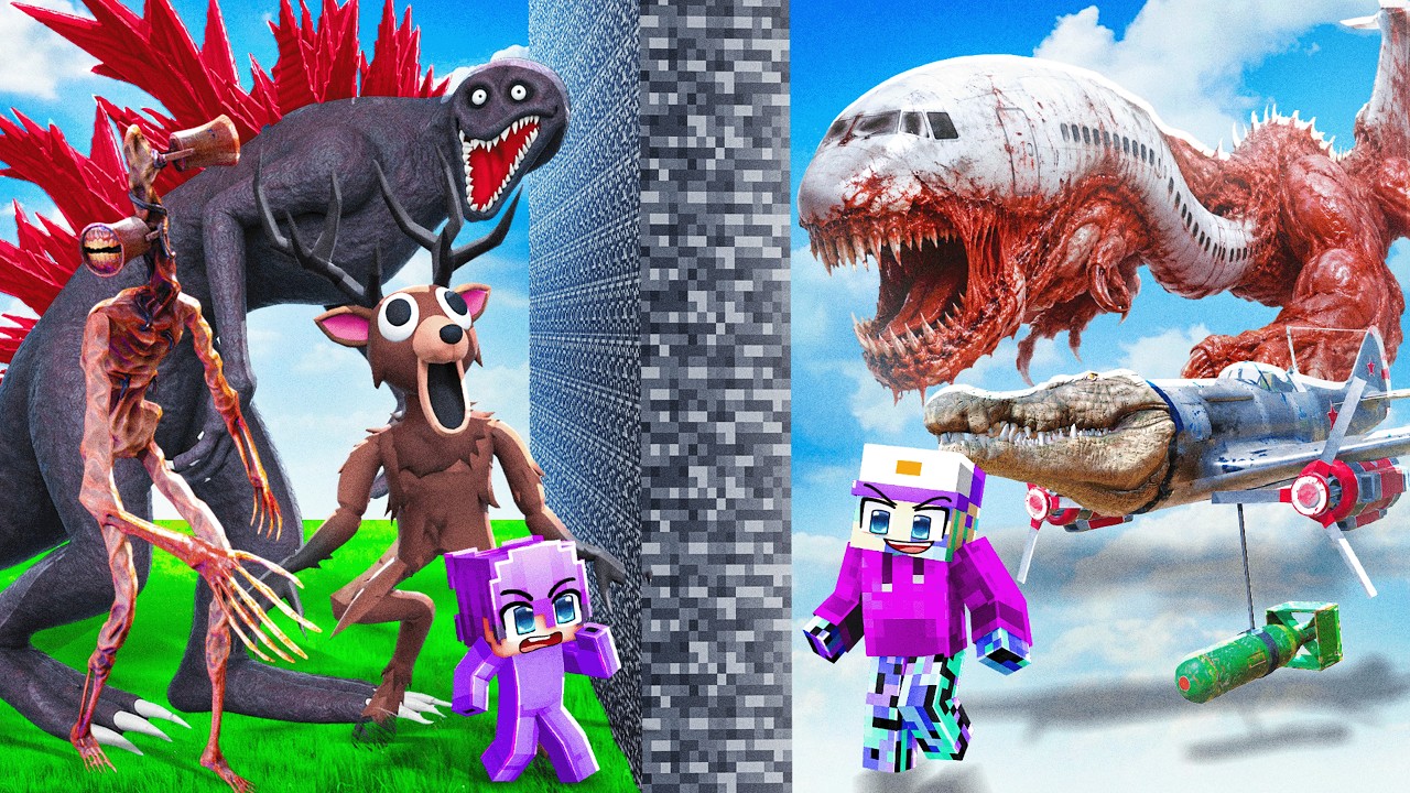 LAND VS SKY MONSTER in Minecraft Mob Battle!