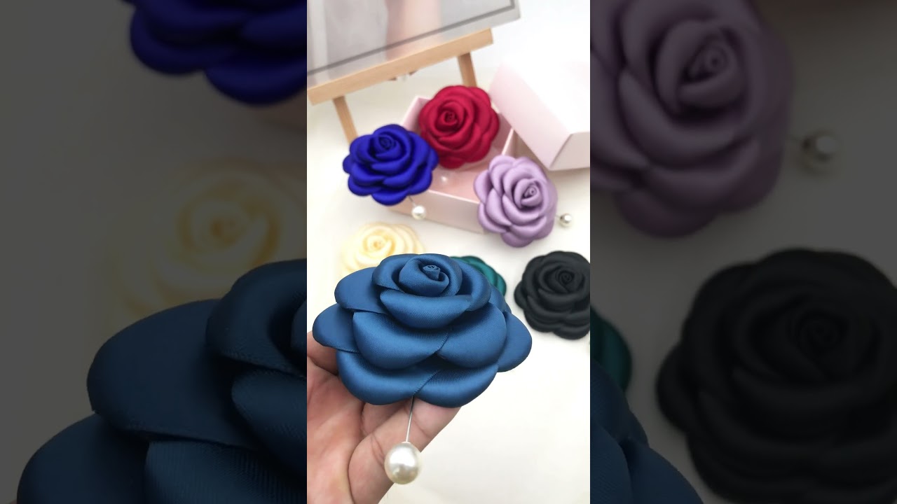 Colorful Silk Rose Brooch Pin Collection DIY Hoa lụa cài áo
