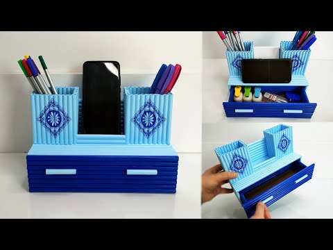 DIY - Making Desktop Organizer with Waste Paper | Pen Holder Organizer | Paper Crafts