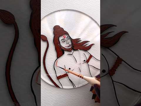 Painting Hanuman 🙏 On Glass 🕉😱 #shorts