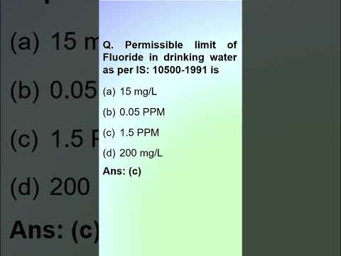Permissible limit of fluoride in drinking water as per IS 10500-1991 #shorts