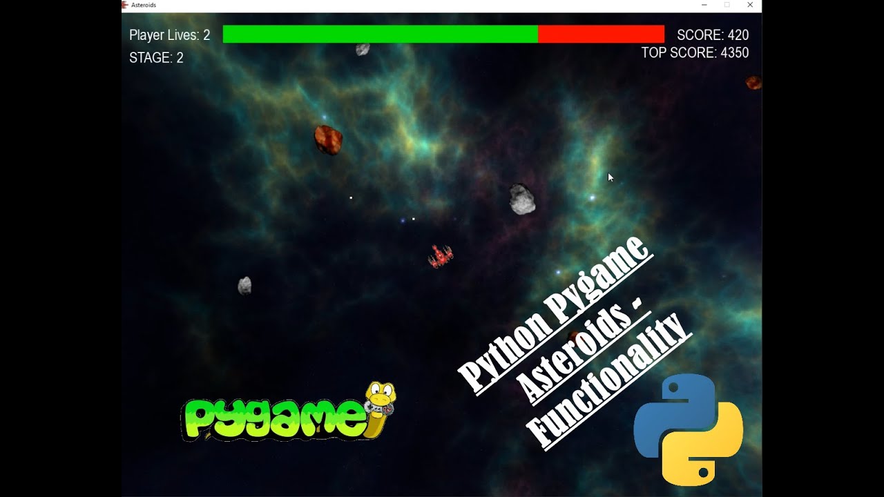 Asteroids - Adding Asteroid Functionality and Animations | Python | Pygame | Coding | Walkthrough