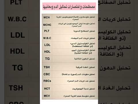اقرأ التحاليل بنفسك -مصطلحات و اختصارات تحاليل الدم و معانيها . #تحاليل_طبية #تحليل #تحاليل #fyp
