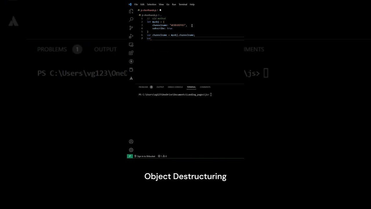 JavaScript tip: Object Destructuring | #shorts #javascript #shorthand