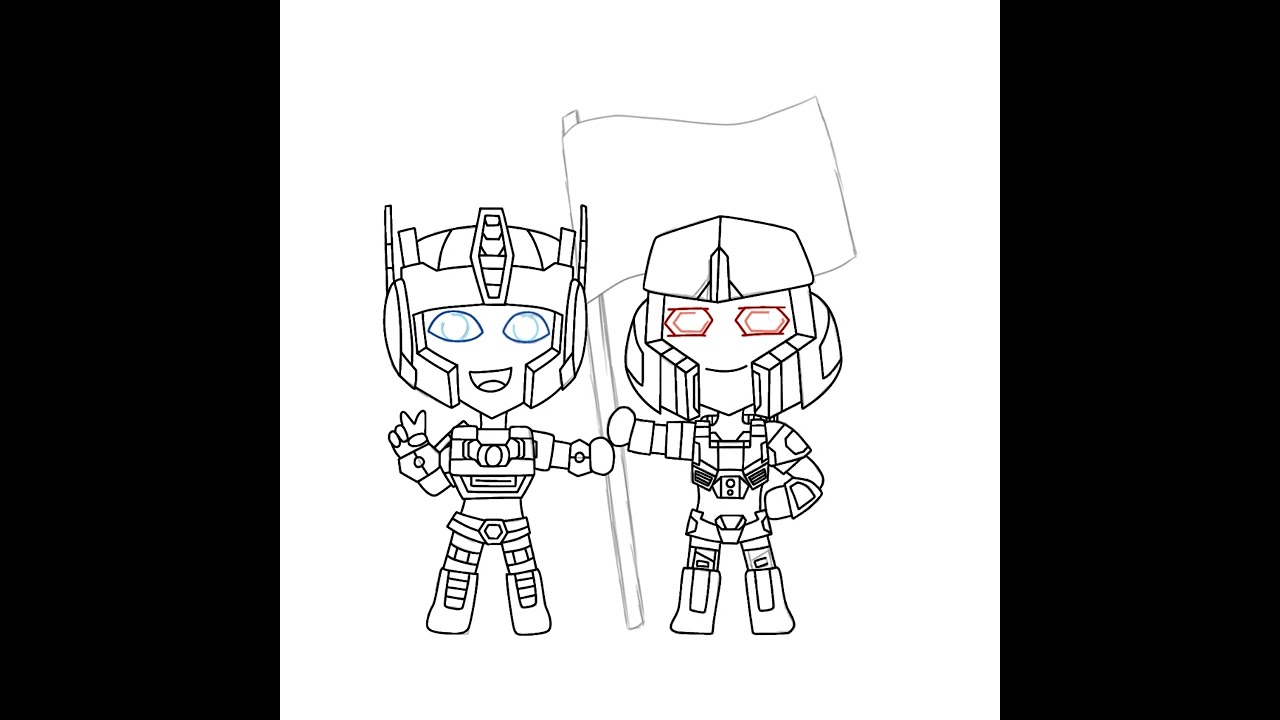 Optimus and Megatron Holding the Pride Flag Art Process Vid! 🏳️‍🌈💙❤️🩶💜🏳️‍🌈 #shorts #love #lgbtq