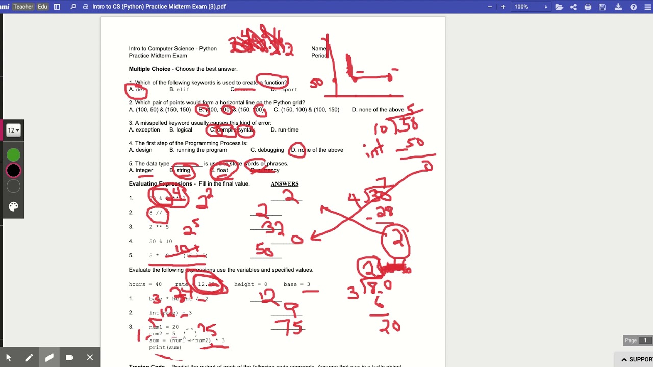 Intro to CS (Python) Practice Midterm Exam