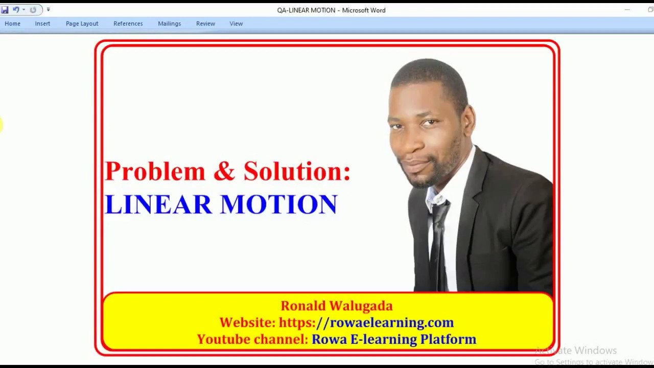 PROBLEM & SOLUTION ON LINEAR MOTION (A-LEVEL MATH)
