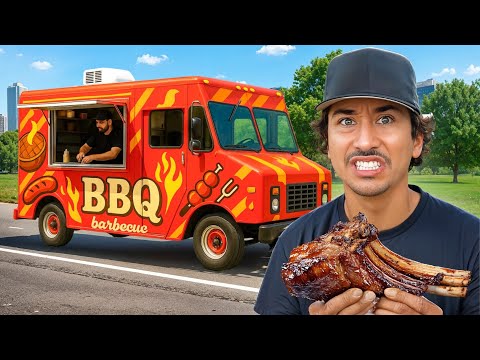 Eating at Random Food Trucks In My City For 24 Hours...