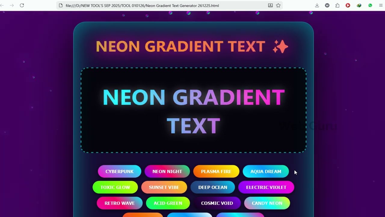 Create Neon Gradient Text Generator with Glow Effects | HTML CSS JavaScript Tutorial