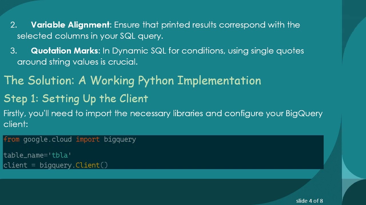 Mastering BigQuery Dynamic SQL with Python