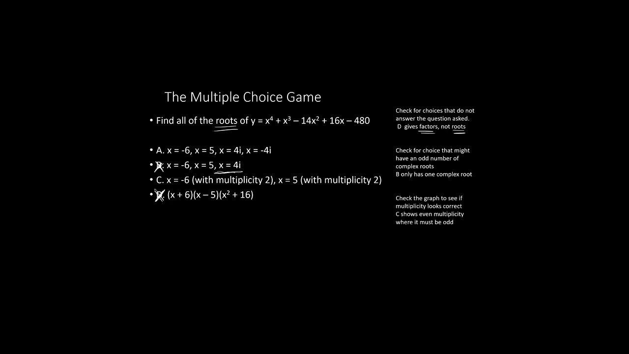 The Multiple Choice Game - Roots of Polynomials #mathhelp #roots #polynomials #mcstrategies #testing
