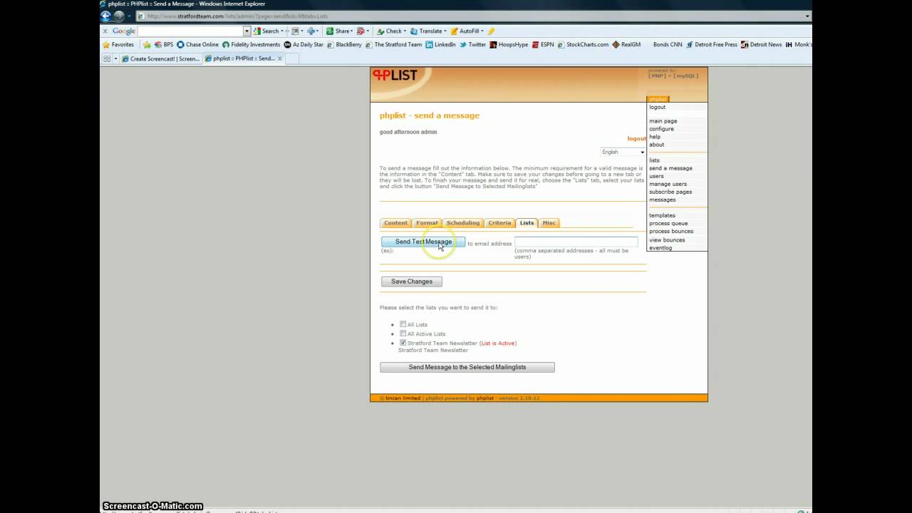 How to Send a message using PHPList