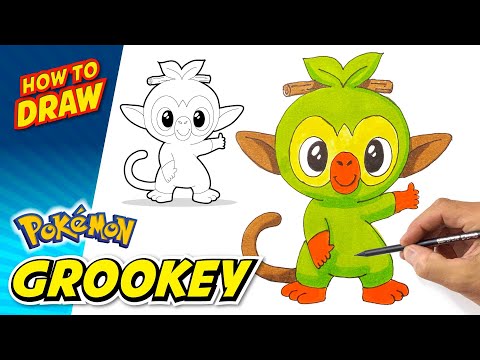 How to Draw Pokemon GROOKEY | Easy Step by step