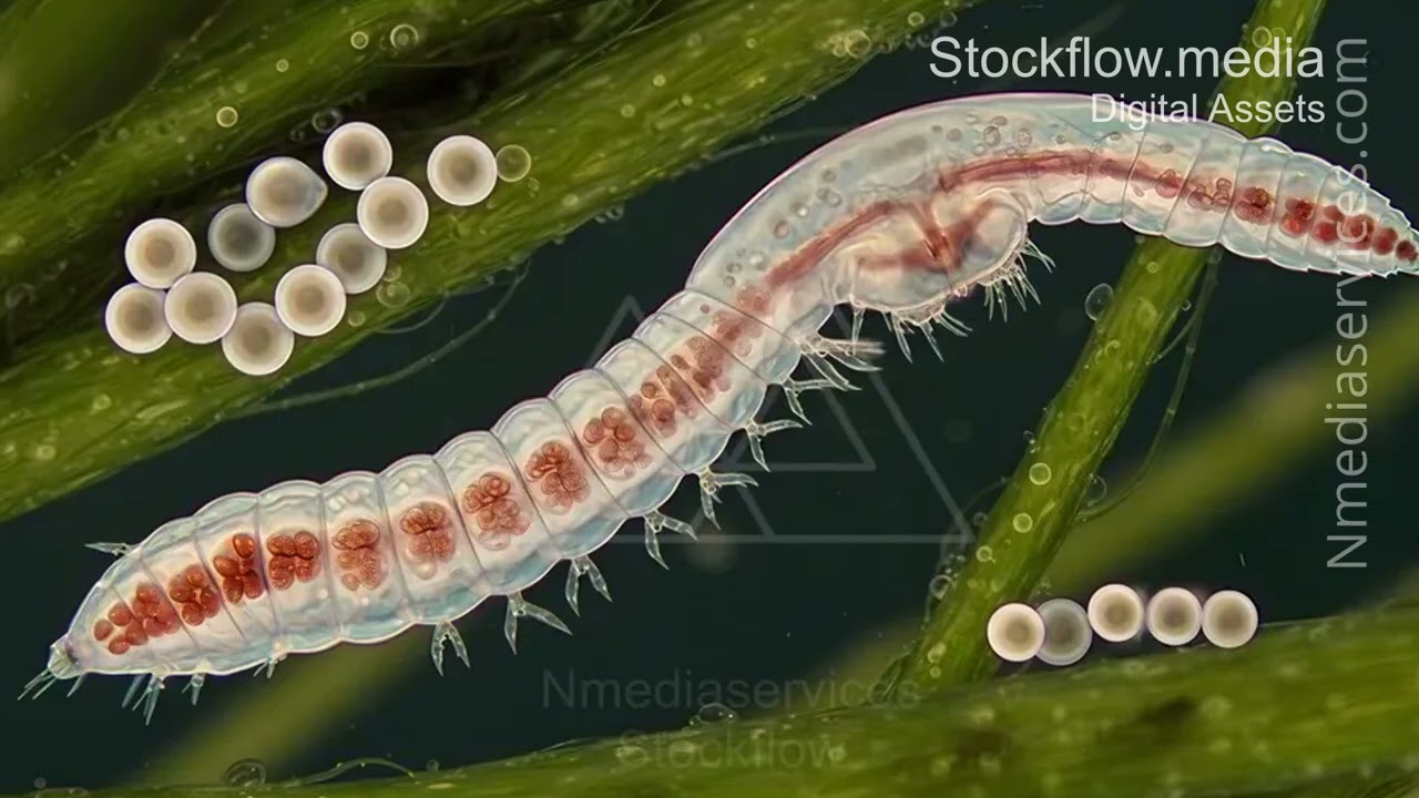 Nematode Lifecycle | Worms | Microscopic - 4K Stock Footage