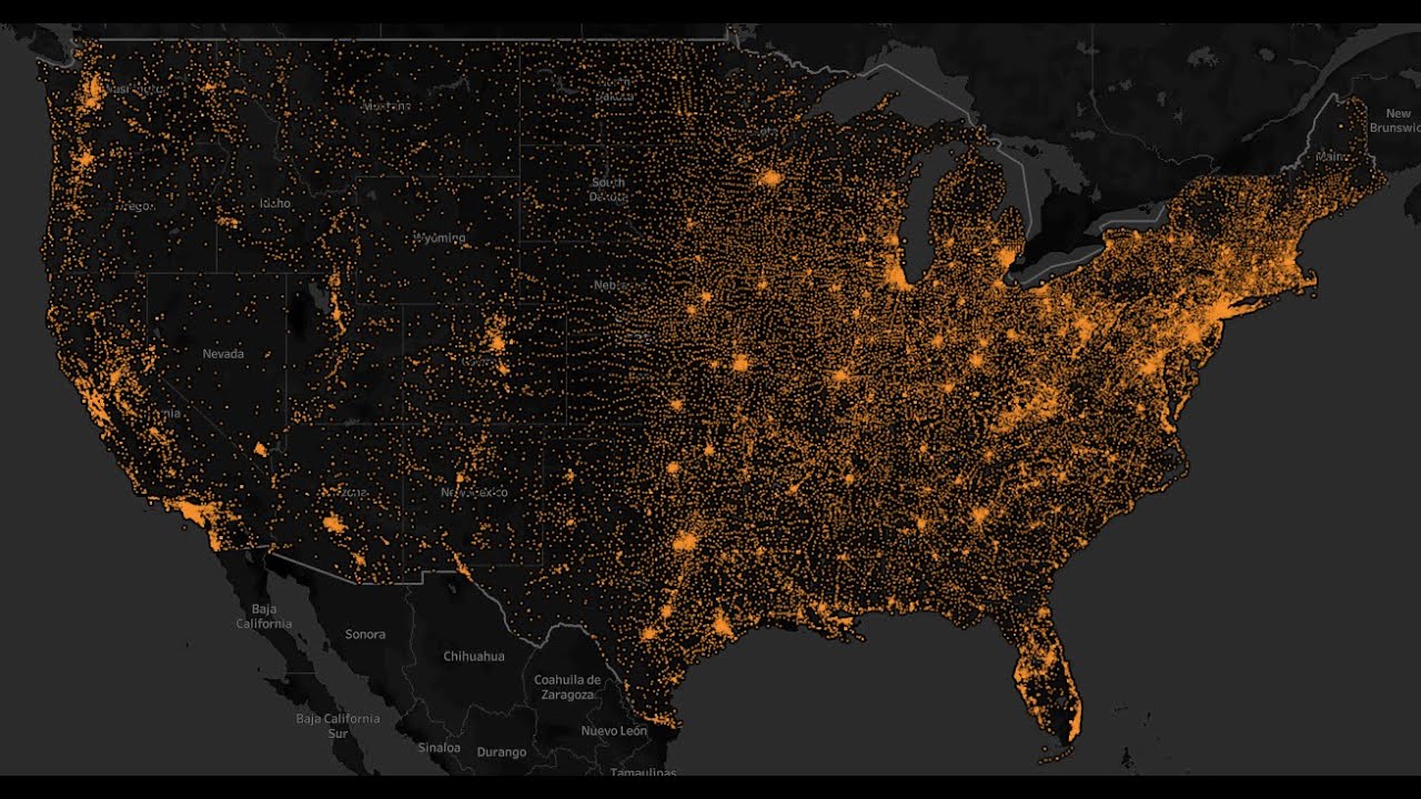 Maps4Kids maps all 43,000 United States Zip Codes - like fireflies across the land !