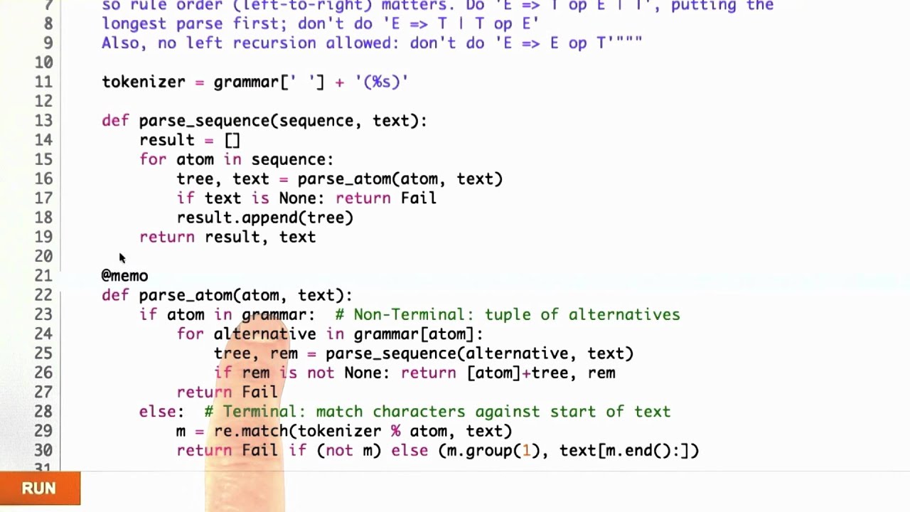 Speedy Parsing Solution - Design of Computer Programs