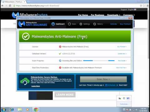 Malwarebytes Anti Malware - Demo - How to remove malware,virus,trojan,keylogger from Computer