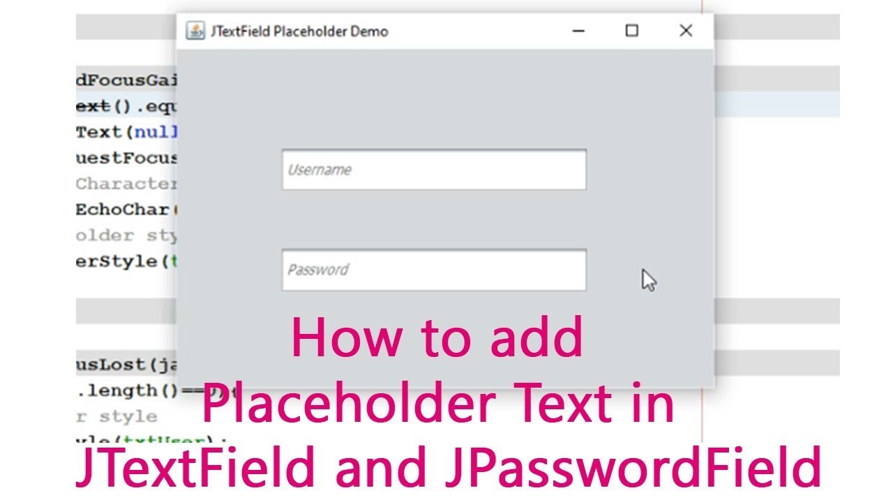 Java Swing Placeholder in JTextField & JPasswordField | NetBeans UI Design Tutorial