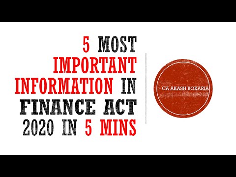5 Most Important Updated Information in Finance Act 2020 l 27th March 2020 l English