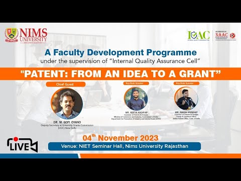 A National Workshop on Patent: From an Idea to a Grant | NIMS University