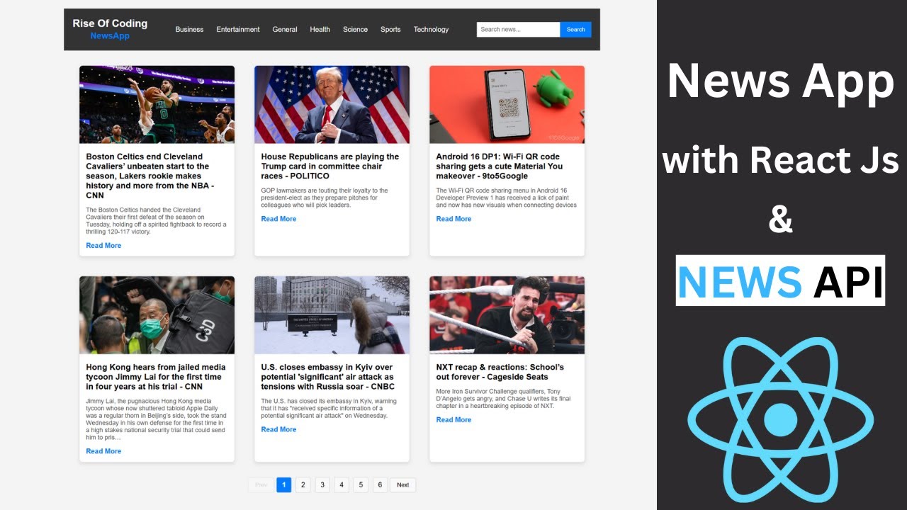 React News Website Tutorial | with News API | React Js Projects for Beginners