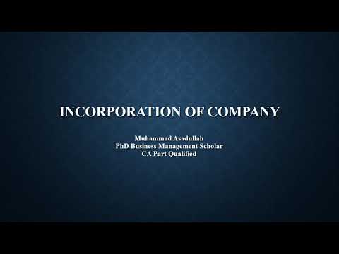Incorporation of Company - Urdu