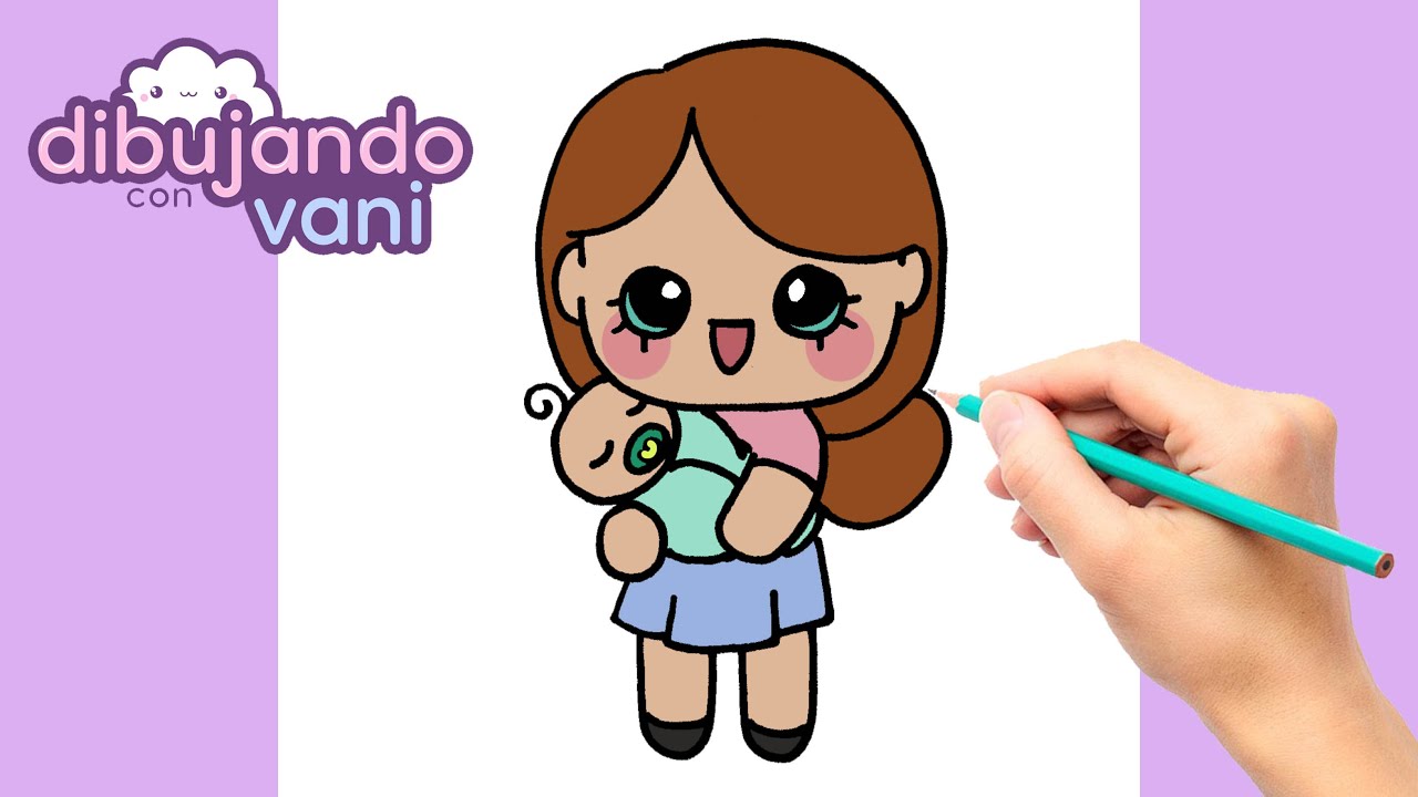 COMO DIBUJAR UNA MAMA CON SU BEBE KAWAII - DIBUJOS KAWAII