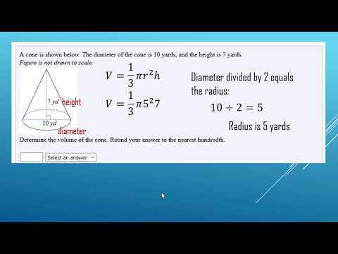Cone Volume given Diameter