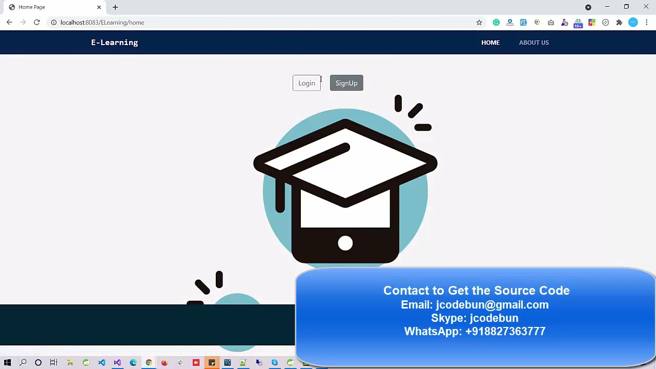 E Learning Project in Java using JSP, Servlet and MYSQL with source code