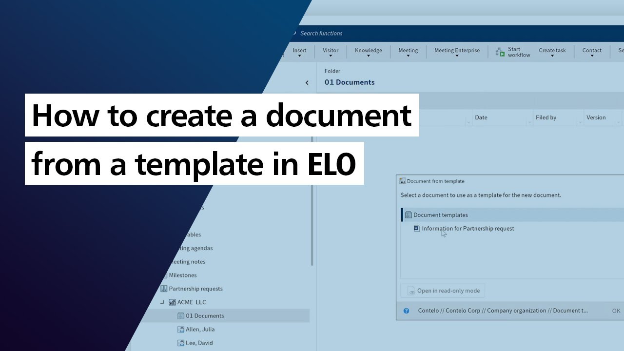 How to create a document from a template in ELO