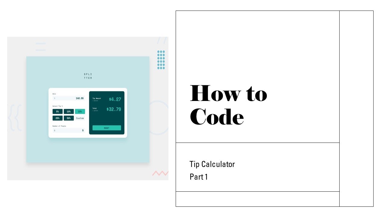 How to Code a Tip Calculator using React.js and SCSS Part 1