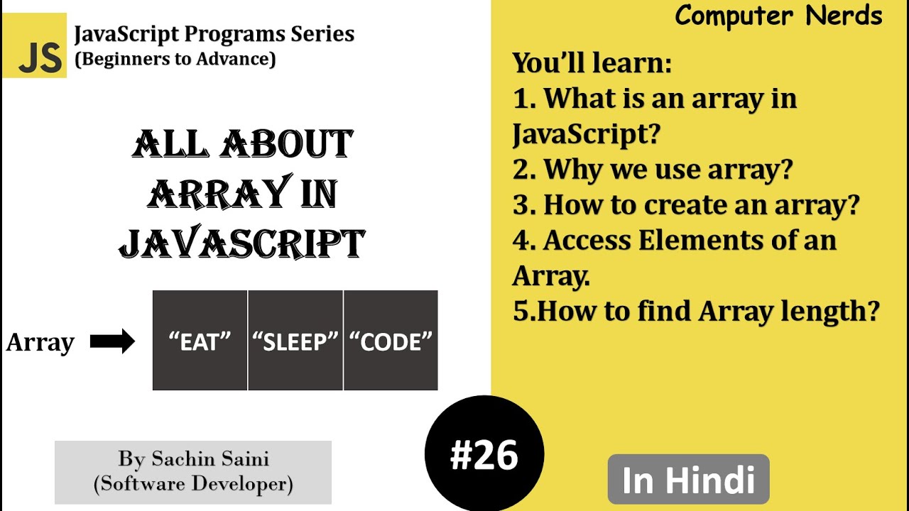 26. All about array in JavaScript | JavaScript Tutorial for beginners in Hindi