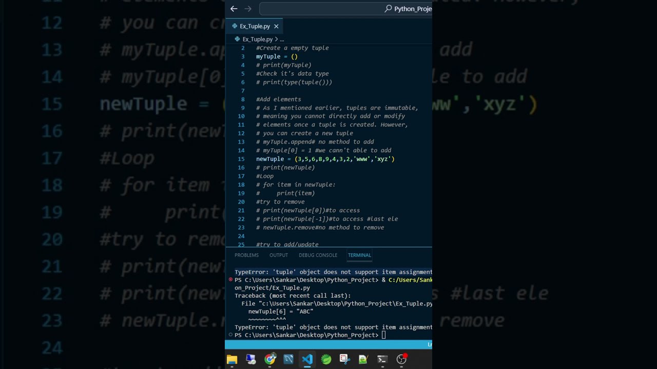 How to create Tuples in python || Why tuple is immutable in python || tuples in python ||How to loop