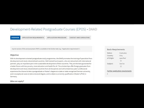 40+ GERMAN FULLY FUNDED MASTERS AND PHD SCHOLARSHIP - DAAD EPOS || STEP BY STEP GUIDE