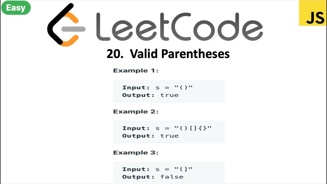 LeetCode 20 Valid Parentheses in javascript