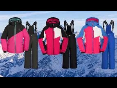 Kids Snow Suit for Girls Winter Ski Jacket & Pants Set Hooded Straps Set Windproof Waterproof Warm