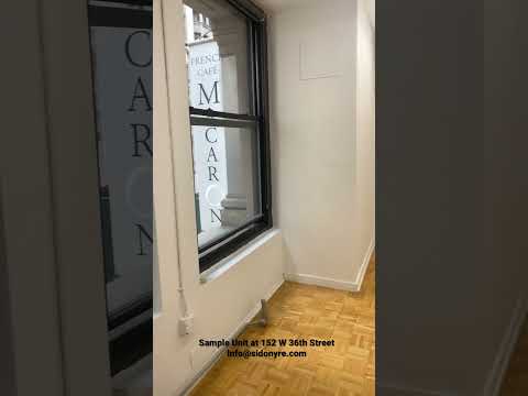 Located at 152 W 36th Street in New York, NY 10018. Front facing unit as a sample. Rented.