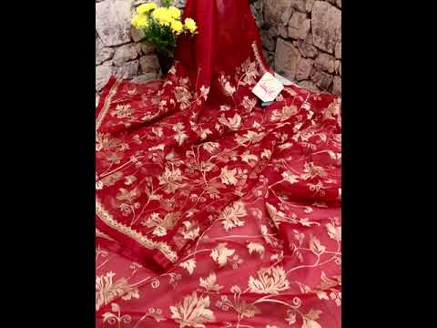 Royal Red Color Resham handloom Saree with Embroidery Work
